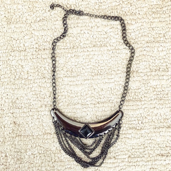 Vintage | Jewelry | Edgy Gunmetal Chain Strand Bib Necklace | Poshmark